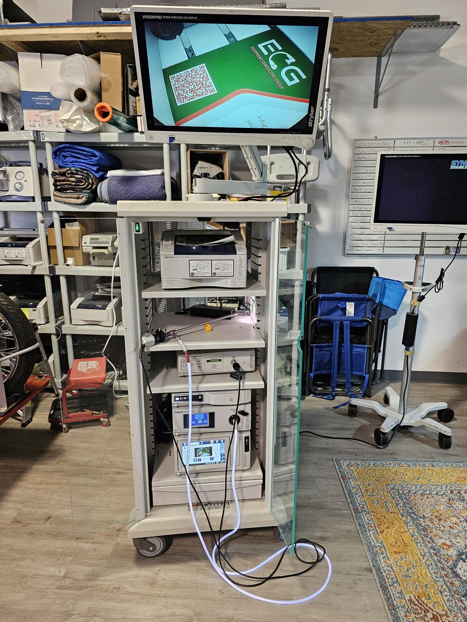 Complete Stryker 1088 Endoscopy Cart with Laproscope – ECG